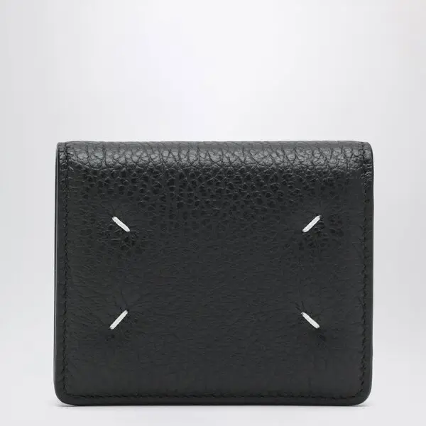 MAISON MARGIELA Four Stitches Compact Grained Leather Card Holder - Black