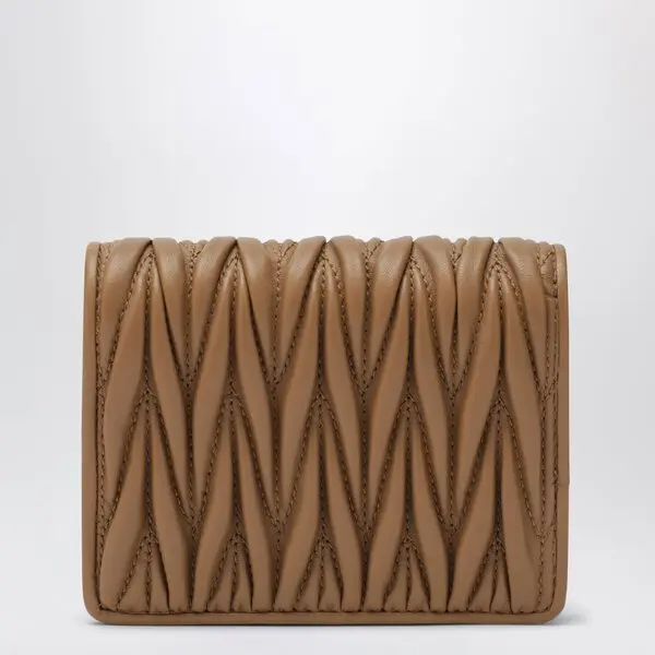 Miu Miu Caramel Wallet In Matelasse Nappa Leather