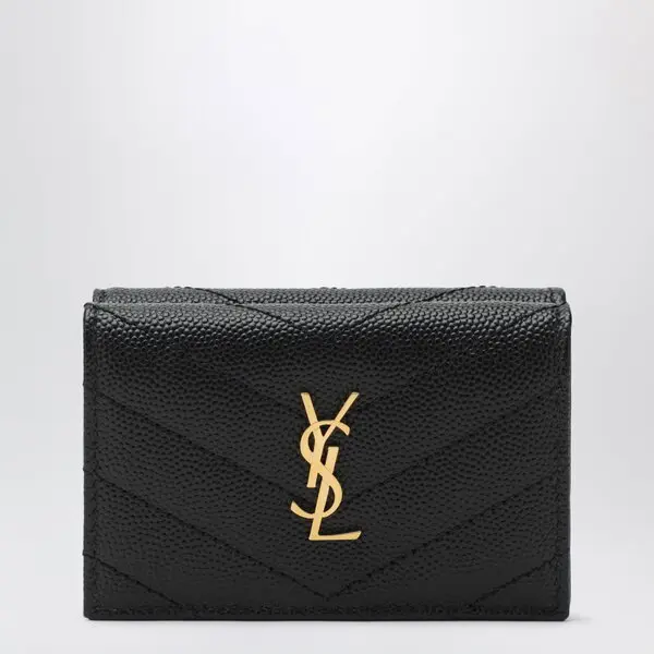 Saint Laurent Cassandre Matelasse Compact Wallet - Black