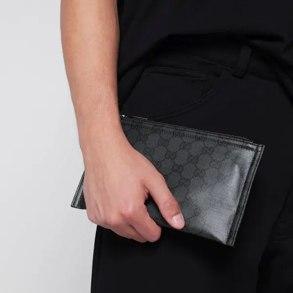 Gucci Small Essence Classic Pouch In Gg Coated Canvas