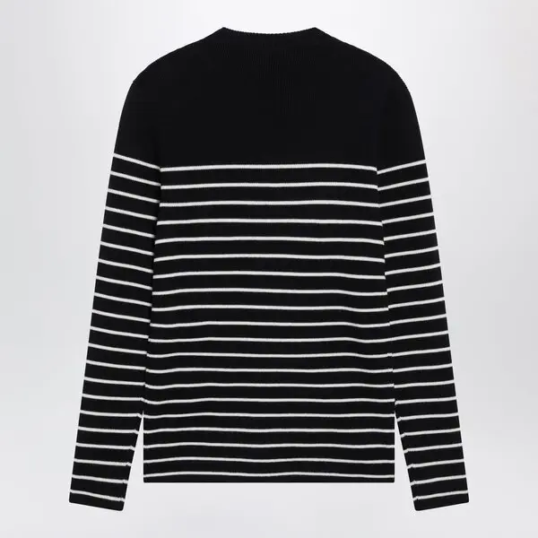 Dolce & Gabbana Blue/white Striped Wool Sweater With Buttons