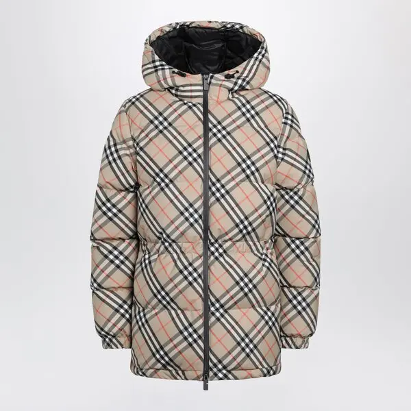 Burberry Check Nylon Puffer Jacket - Cream