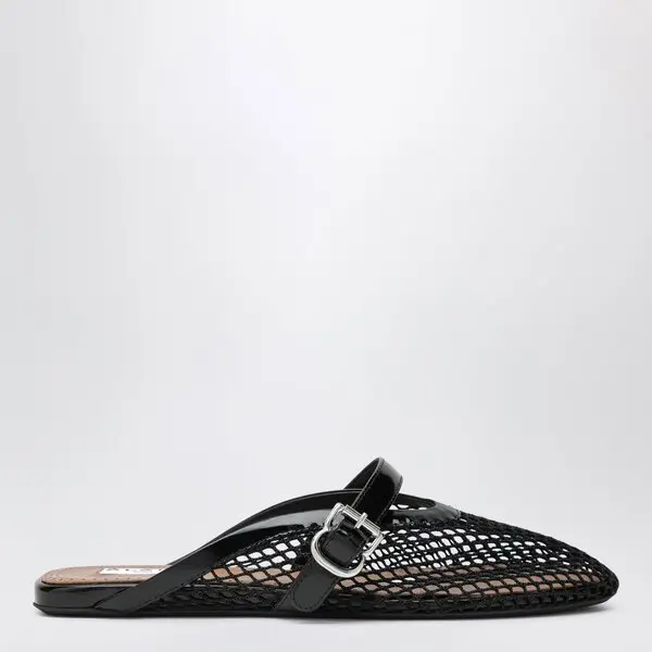 Alaïa Flat Mesh Mule With Buckle Strap - Black