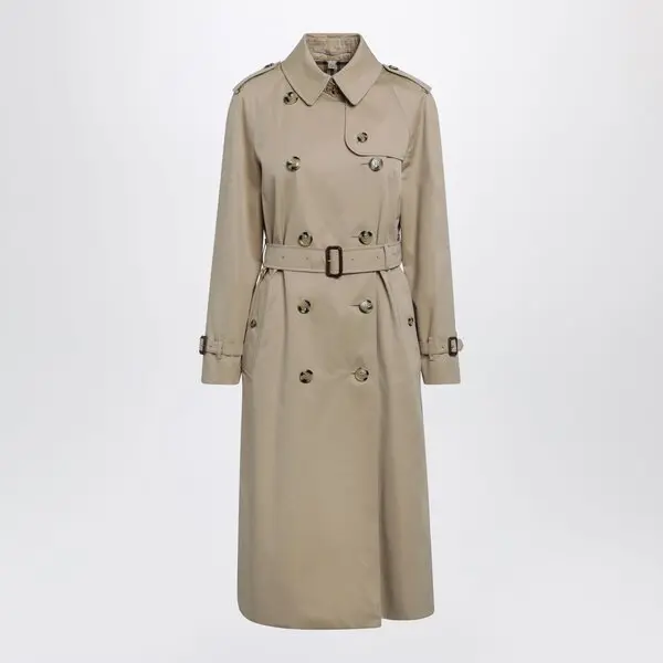 Burberry Long Cotton Gabardine Trench Coat - Cream