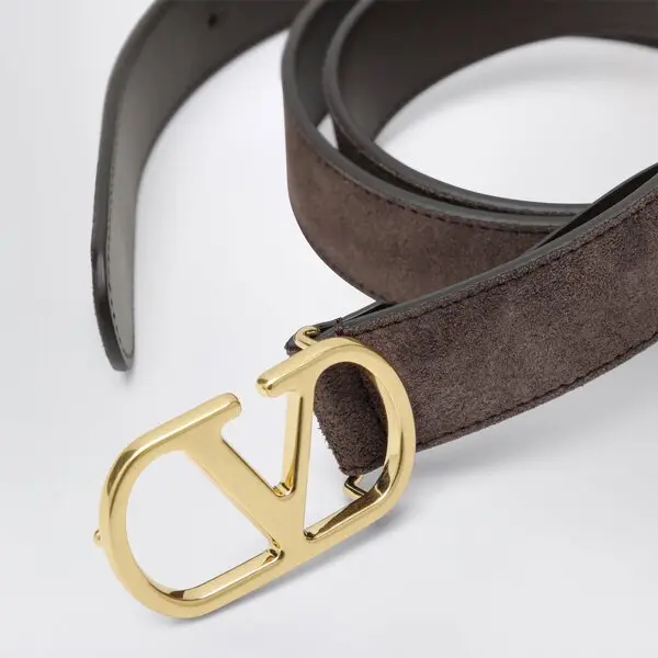 Valentino Garavani Vlogo Signature Belt In Suede - Brown