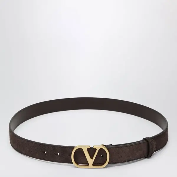 Valentino Garavani Vlogo Signature Belt In Suede - Brown