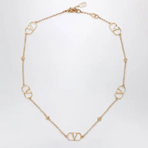 Valentino Garavani Vlogo Signature Necklace In Gold-tone Metal - Silver