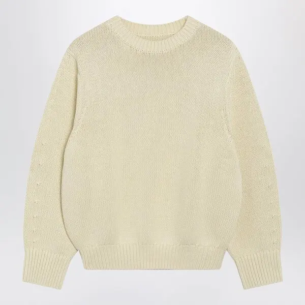 TOTEME Oversized Crewneck Sweater In Cream Cotton - Yellow