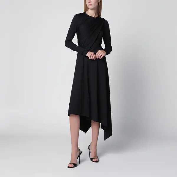 Victoria Beckham Asymmetric Draped Midi Dress - Black