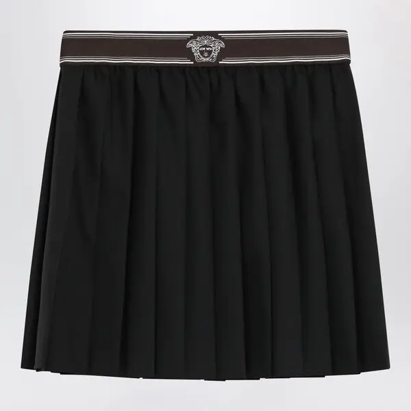 Versace Wool And Mohair Pleated Mini Skirt - Black