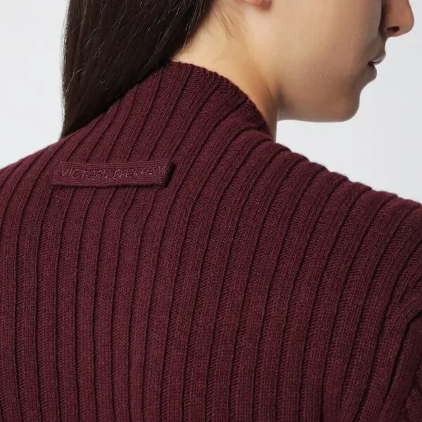Victoria Beckham Ribbed High Neck Wool And Cashmere Blend Sweater - Black