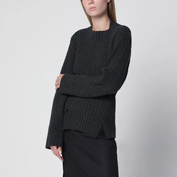 Victoria Beckham Ribbed Wool And Cashmere Blend Sweater - Brown