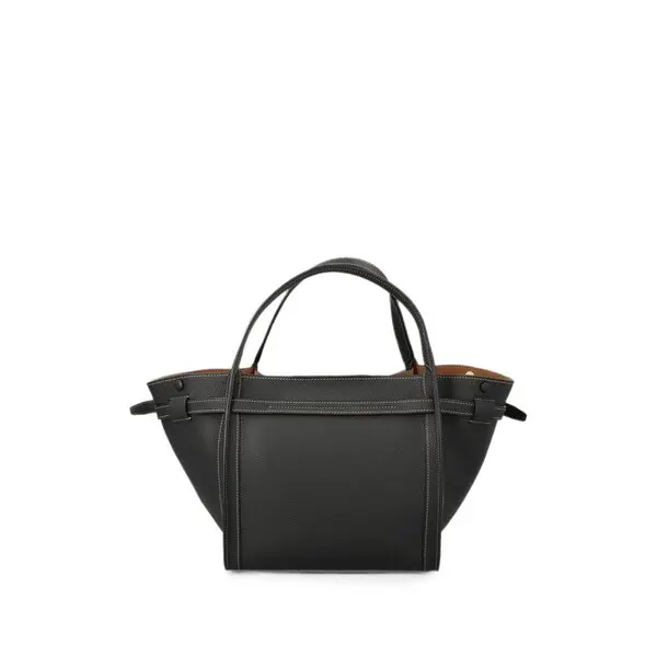 TOD'S Grained Leather T Timeless Tote Bag - Black