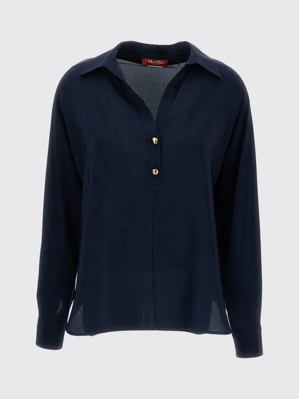 Max Mara Polo Shirt With Gold-tone Buttons - Blue
