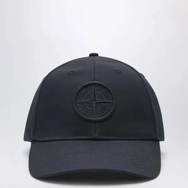 Stone Island Navy Baseball Cap With Logo - Blue