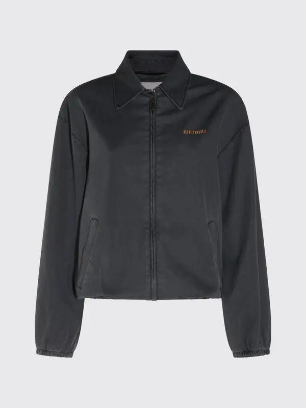 Miu Miu Zip-up Cotton Jacket - Black