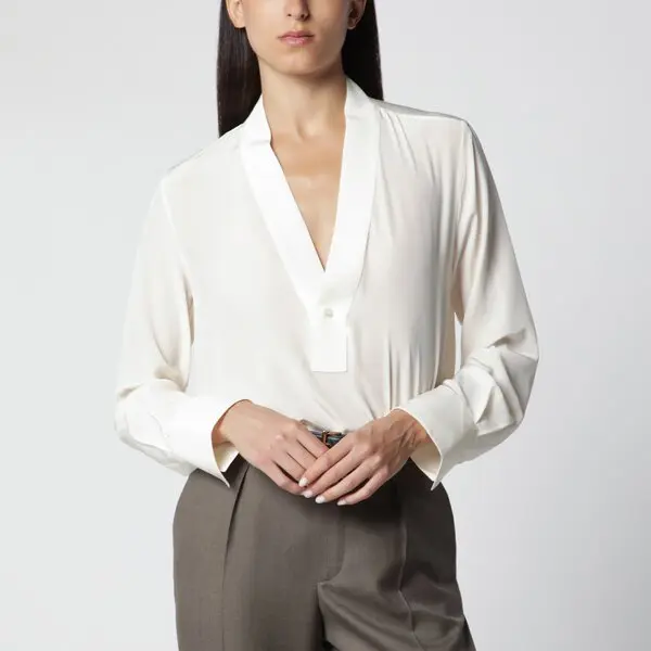 Victoria Beckham Silk V-neck Blouse - White