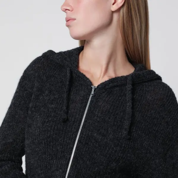 Our Legacy Mélange Alpaca Blend Zip-up Hooded Cardigan - Black