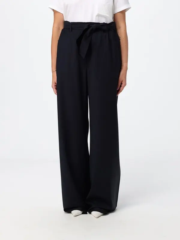 Max Mara High Waisted Wide Leg Belted Trousers - Blue