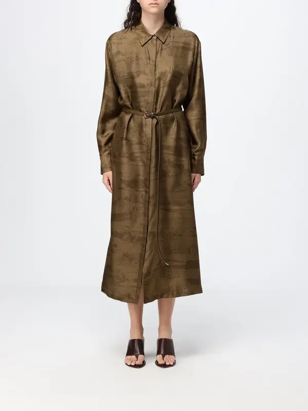 Max Mara Long Sleeve Printed Dress - Brown