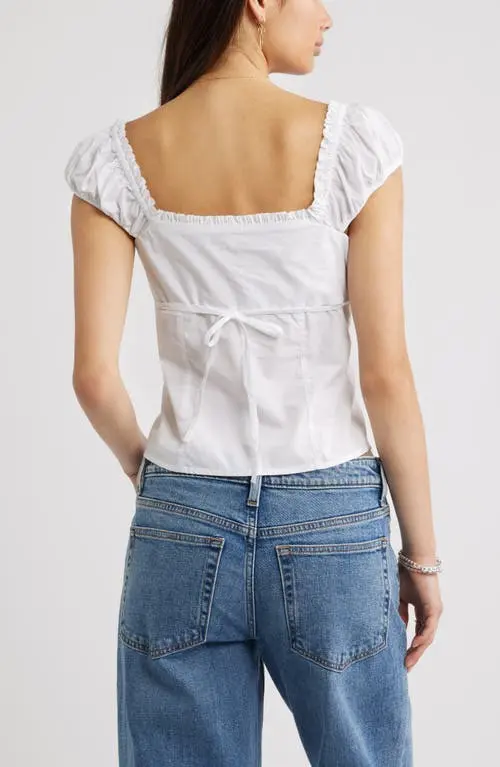 Bp. Ruffle Trim Cap Sleeve Cotton Top - White