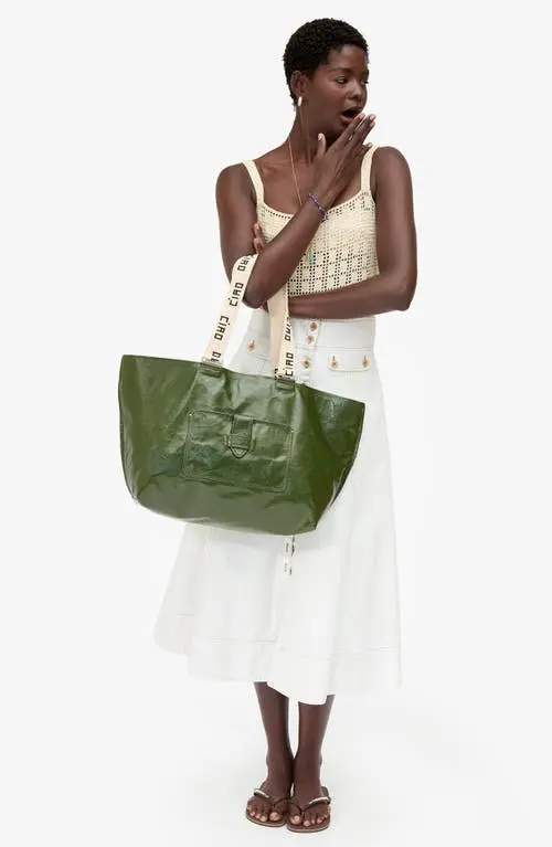 Clare V. Grande Bateau Crinkle Patent Leather Tote