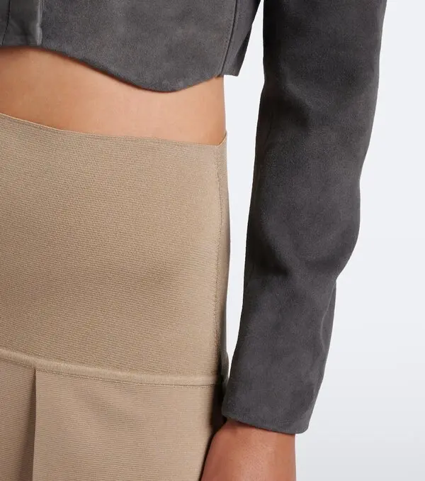 Alaïa Cropped Suede Jacket - Grey