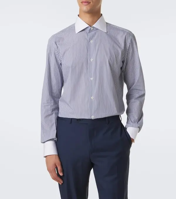 Brioni William Striped Cotton Poplin Shirt