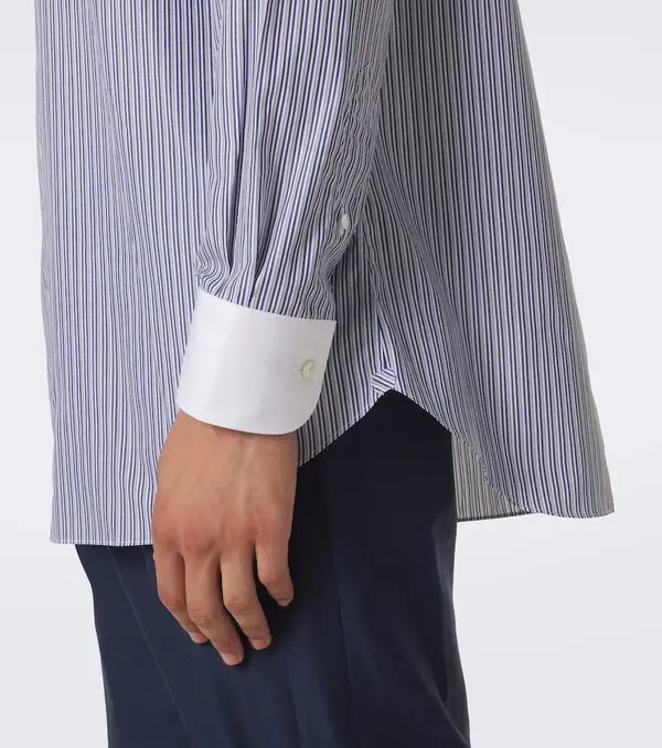 Brioni William Striped Cotton Poplin Shirt - White