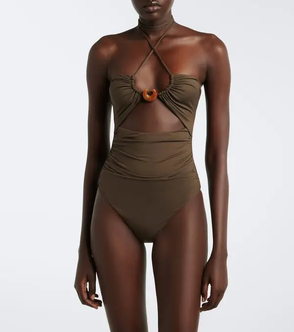 Magda Butrym Ruched Halterneck Swimsuit