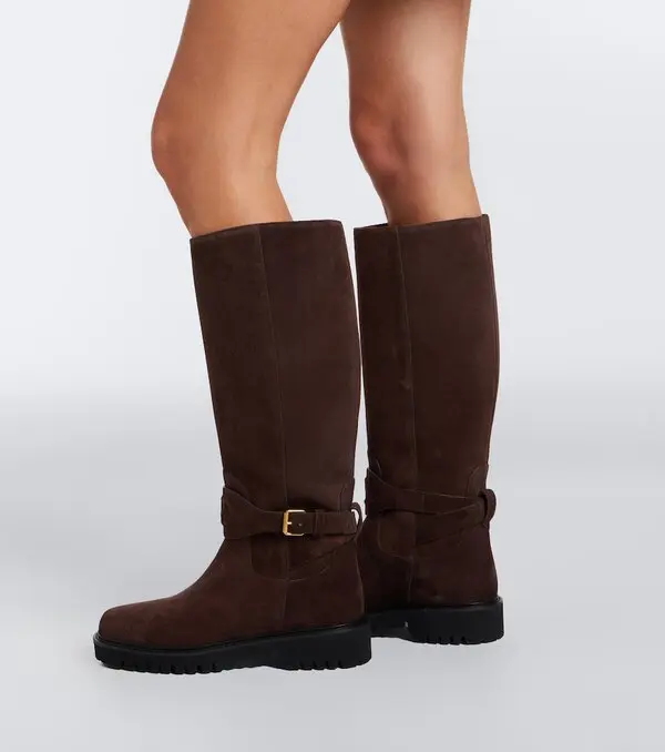 Valentino Garavani Vlogo Suede Knee-high Boots