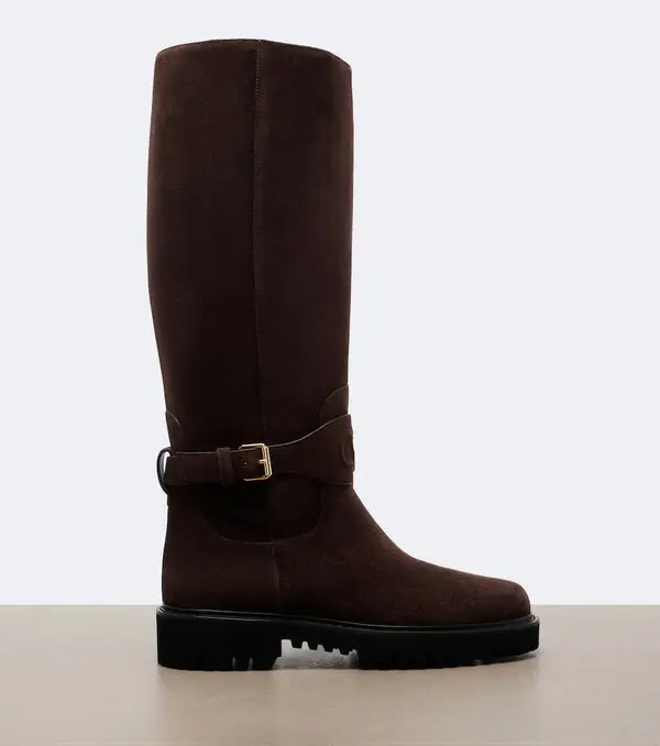 Valentino Garavani Vlogo Suede Knee-high Boots