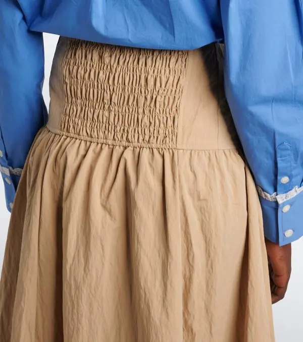 GANNI Gathered Cotton-blend Maxi Skirt