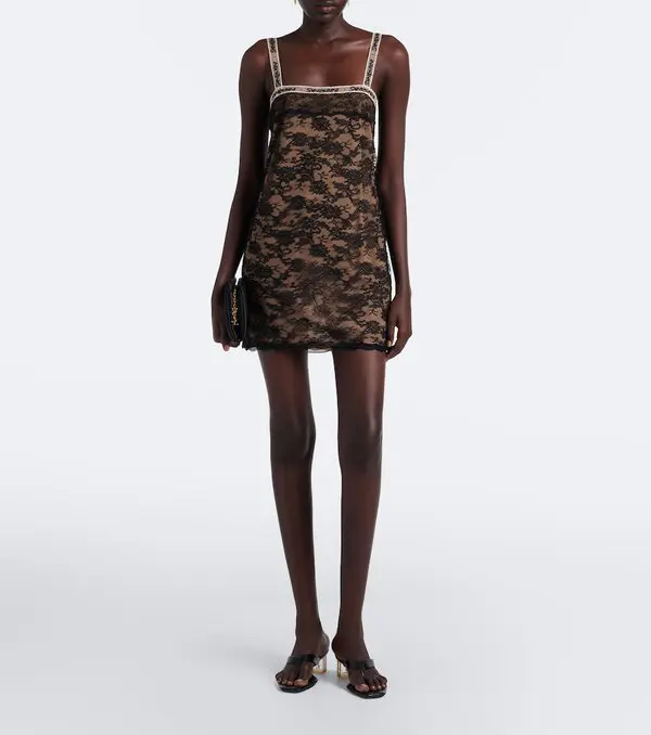 Saint Laurent Cassandre Leather Thong Sandals