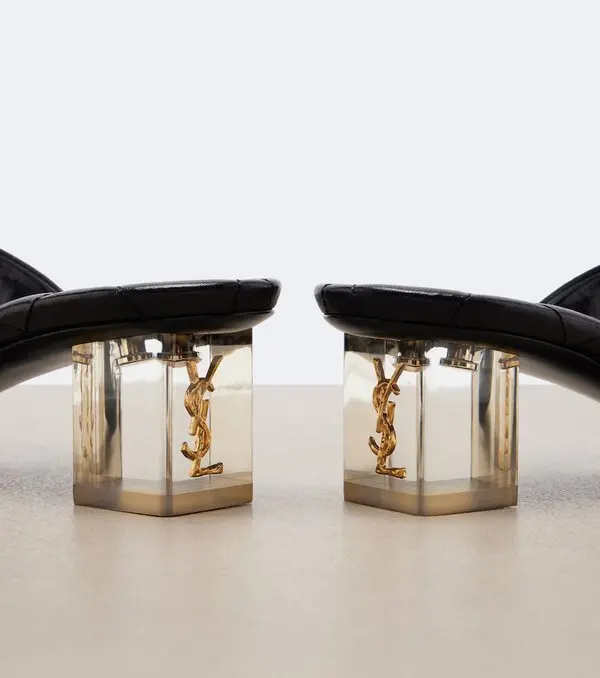 Saint Laurent Cassandre Leather Thong Sandals