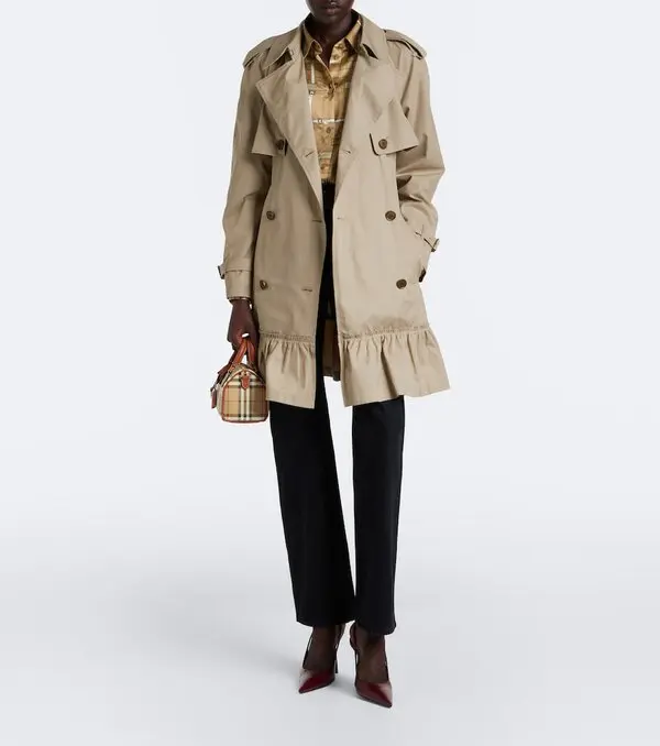 Burberry Cotton Gabardine Trench Coat - Beige