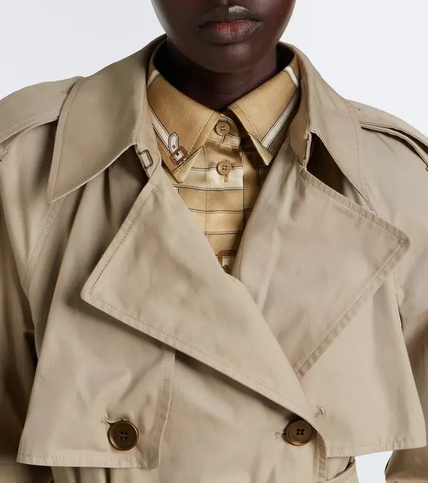 Burberry Cotton Gabardine Trench Coat - Beige