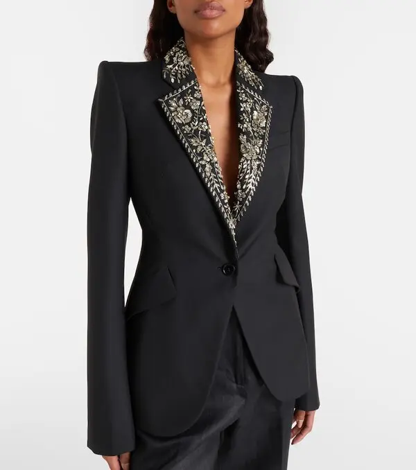 Alexander McQueen Embellished Single-breasted Wool Blazer