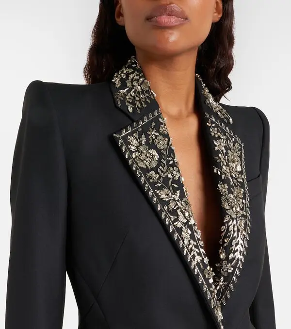 Alexander McQueen Embellished Single-breasted Wool Blazer