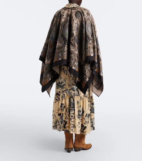 Etro Paisley Jacquard Wool-blend Shawl - Beige