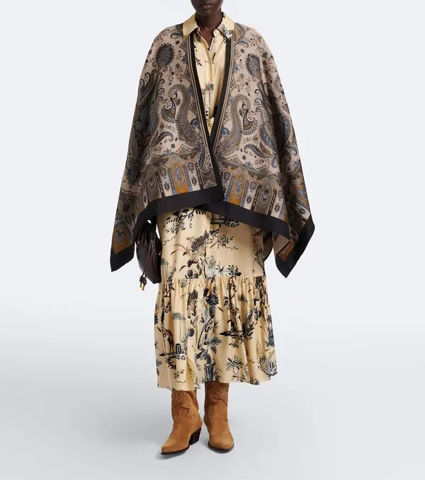 Etro Paisley Jacquard Wool-blend Shawl - Beige