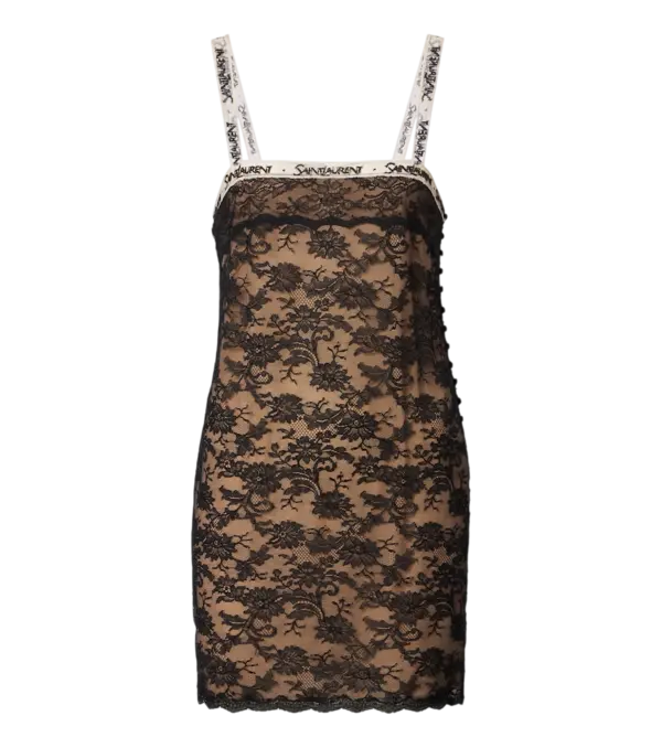Saint Laurent Lace Mini Dress - Black