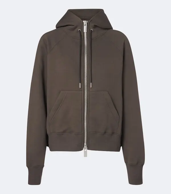 Sacai Cotton Jersey Zip-up Hoodie - Green