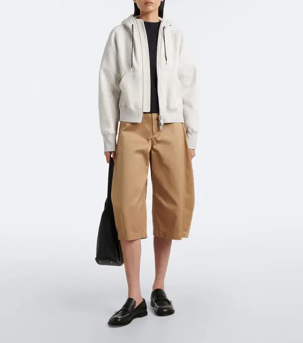 Sacai Cotton Jersey Zip-up Hoodie - Grey