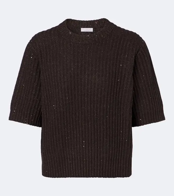 Brunello Cucinelli Ribbed-knit Cashmere And Wool-blend Sweater - Brown