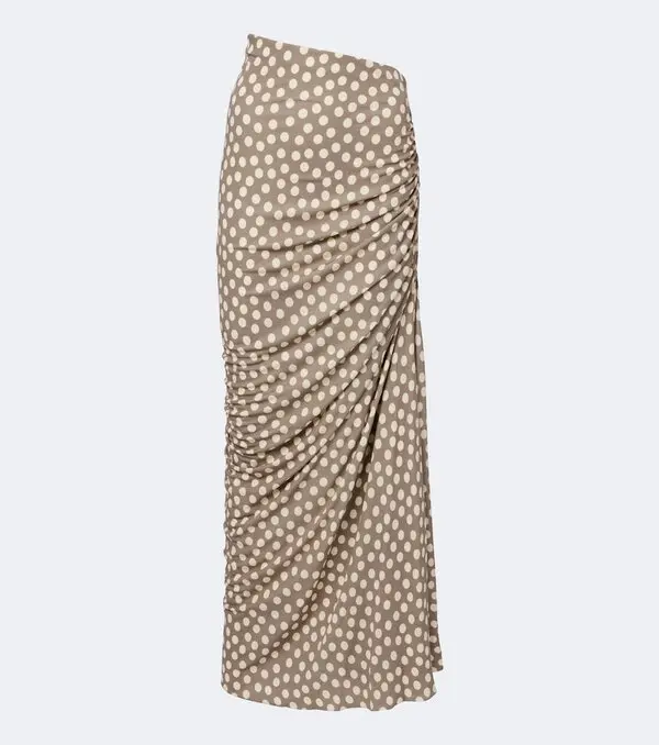 Alaïa Gathered Polka-dot Maxi Skirt - Grey
