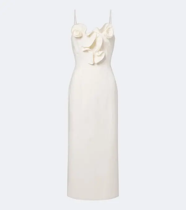 Magda Butrym Floral-appliqué Cotton Midi Dress - White