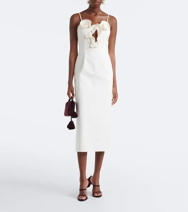 Magda Butrym Floral-appliqué Cotton Midi Dress - White