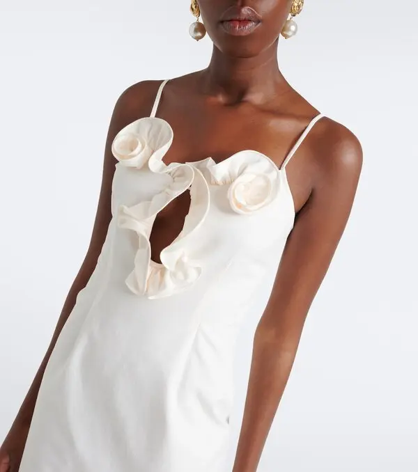 Magda Butrym Floral-appliqué Cotton Midi Dress - White