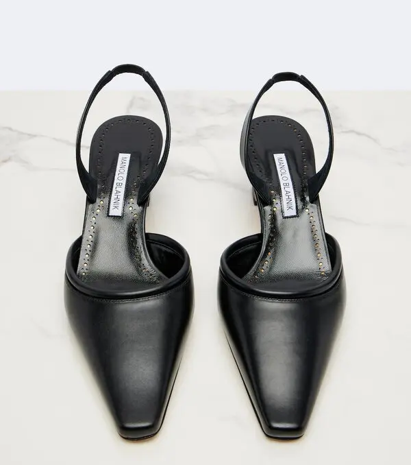 Manolo Blahnik Vendona Leather Slingback Pumps
